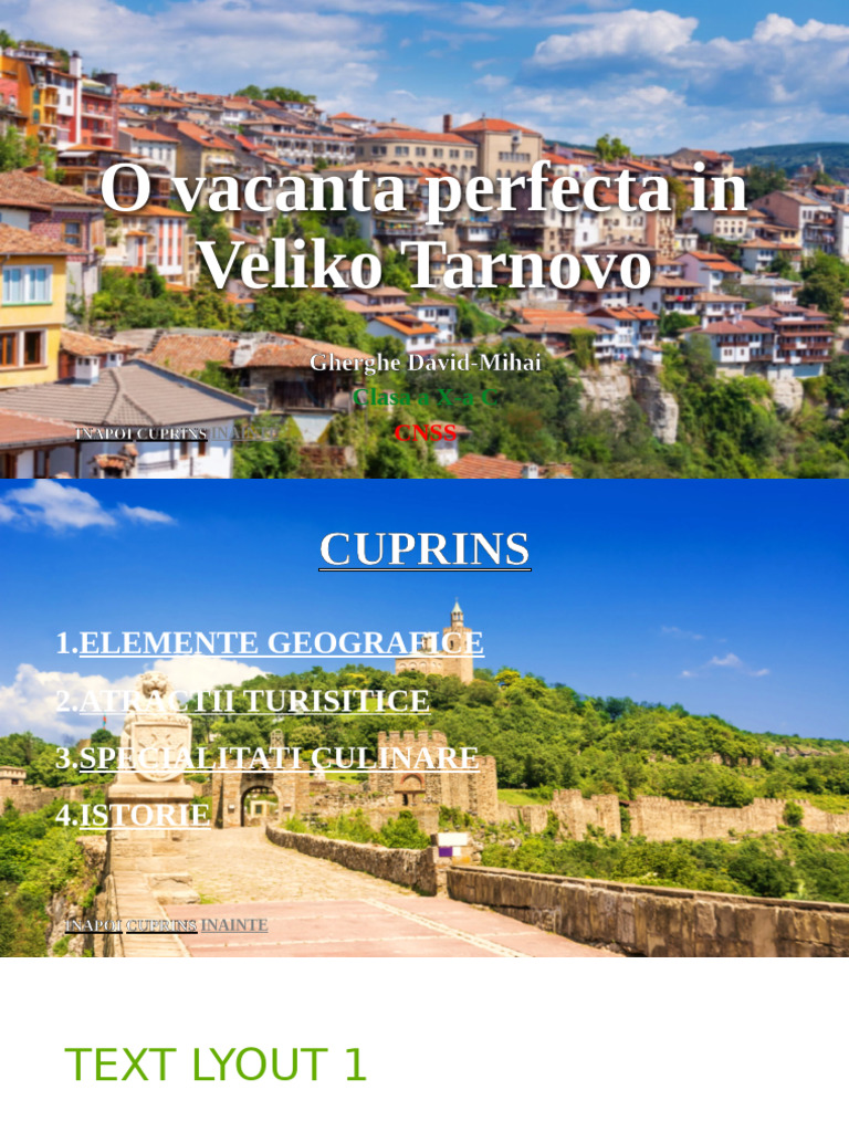 O Vacanta Perfecta in Veliko Tarnovo | PDF