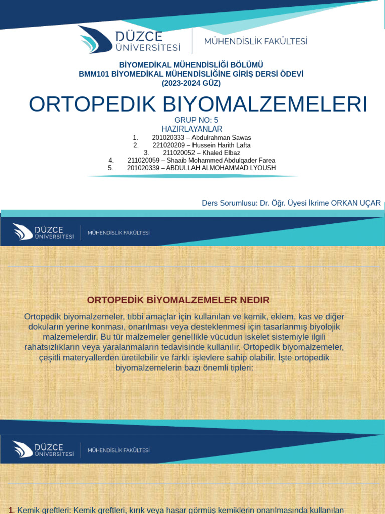 BMM101 Biyomedikal Mühendisliğine Giriş - PPT Kapak Şablonu | PDF