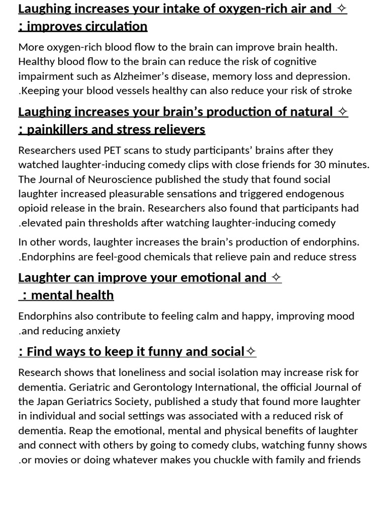 Laughter's Health Benefits | PDF