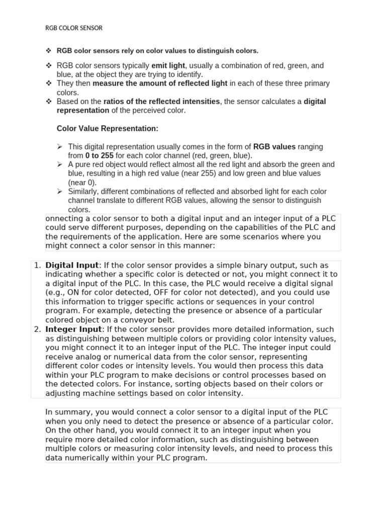 RGB color sensors rely on color values to distinguish colors | PDF | Color | Rgb Color Model