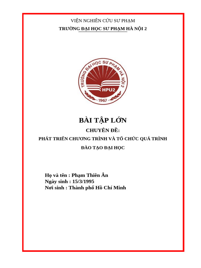 BTL - Phát Triển Chương Trình &TCQT Đào Tạo (BÌA) | PDF