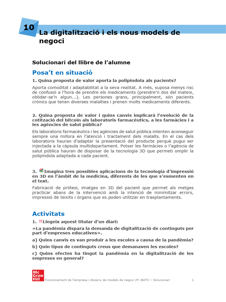 Solucionari Unitat 10 | PDF