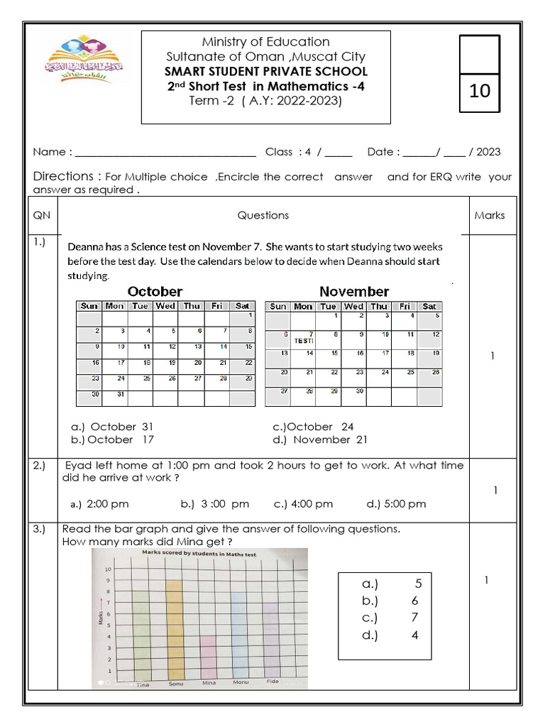 2nd Shortest Term 2 Maths 4 | PDF | Mathematics | Desserts