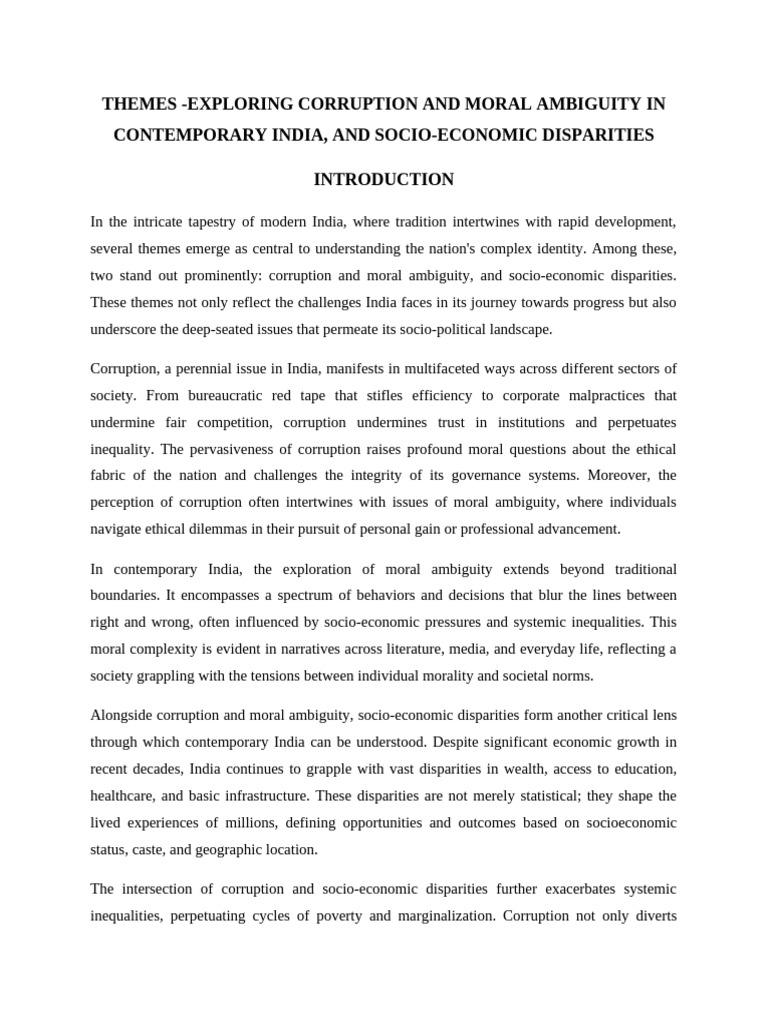 Themes - Exploring Corruption and Moral | PDF