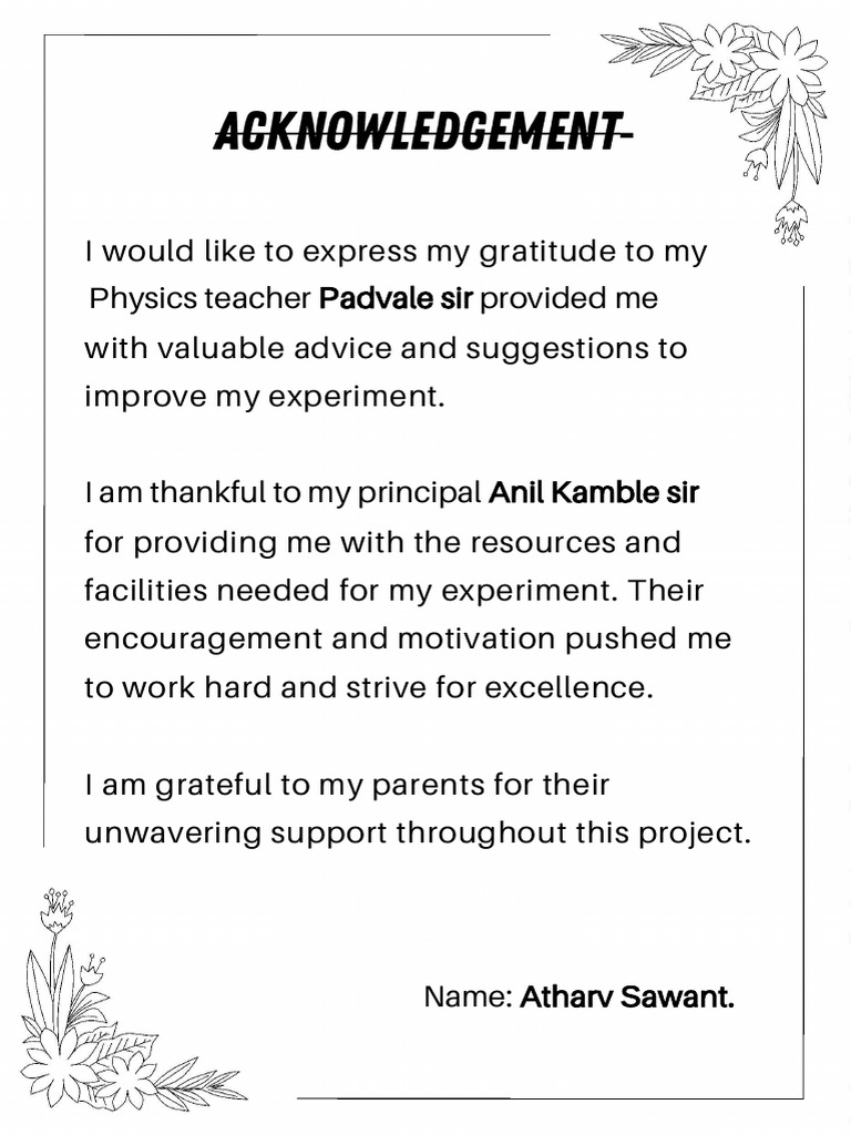Acknowledgement for Science Project | PDF Acknowledgement for Science Project | PDF