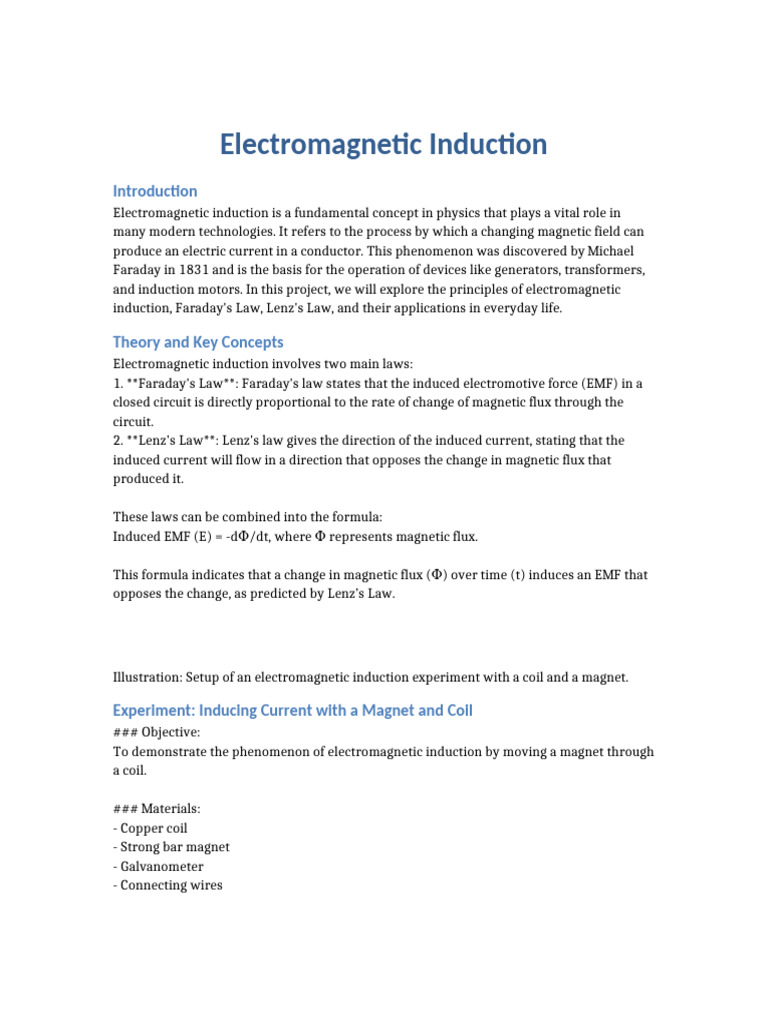 Electromagnetic Induction Project | PDF | Electromagnetic Induction ...