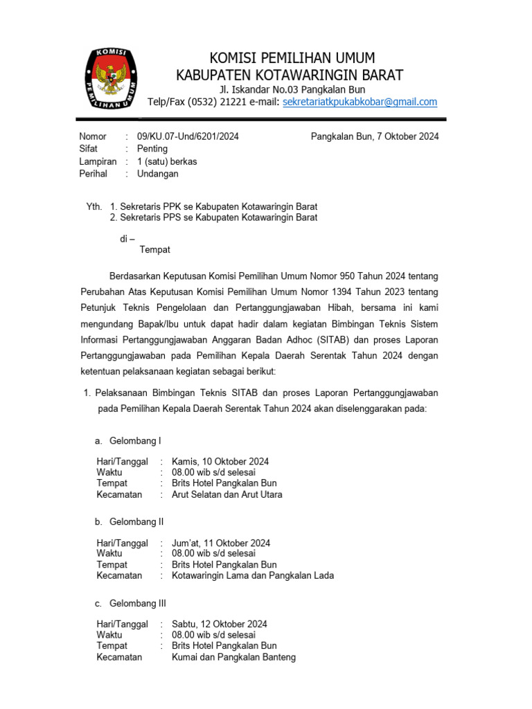Bimbingan Teknis SITAB Pemilu 2024 | PDF