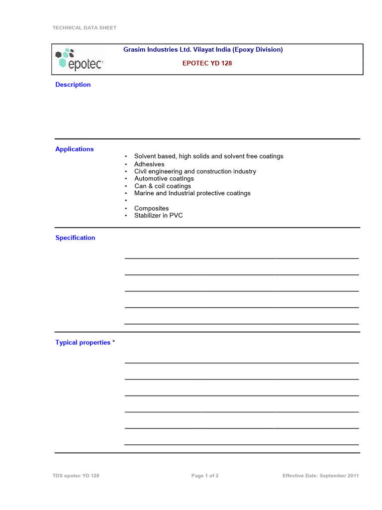 TDS_YD_128 (1) | PDF | Epoxy | Materials