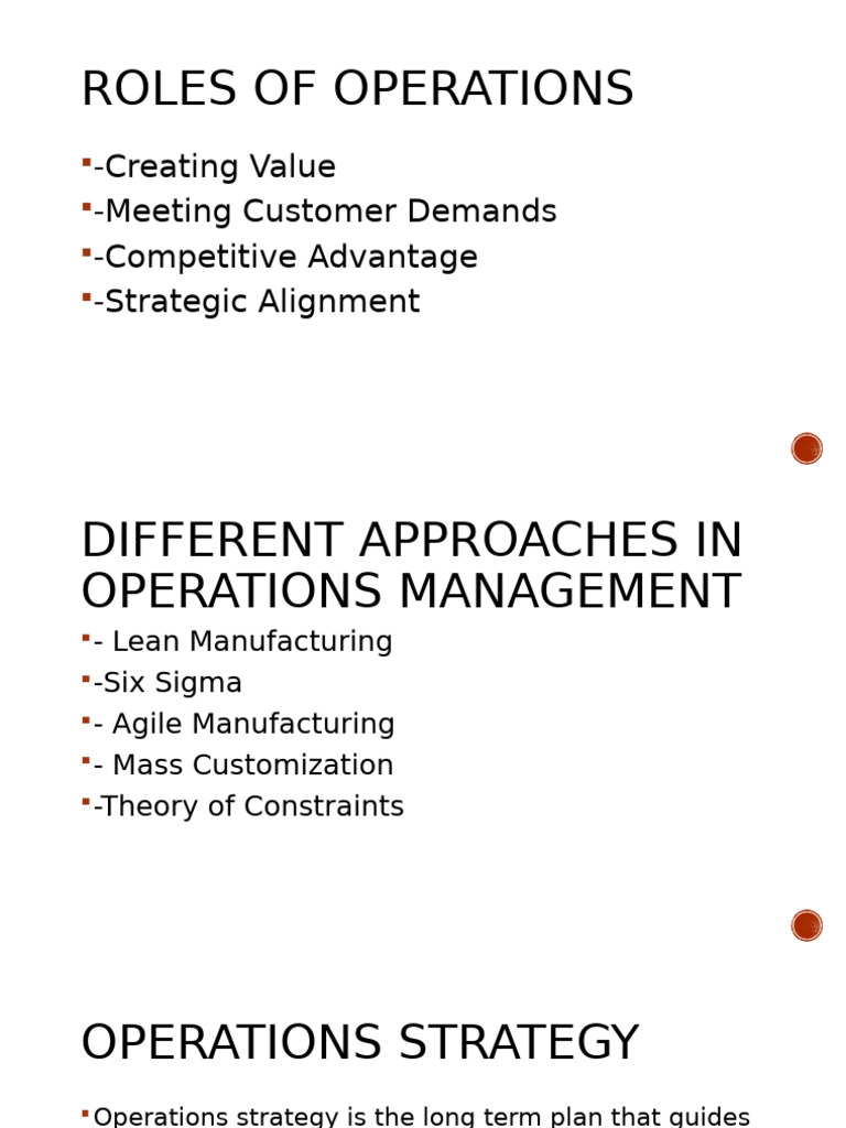Roles of Operations | PDF | Business | Finance & Money Management