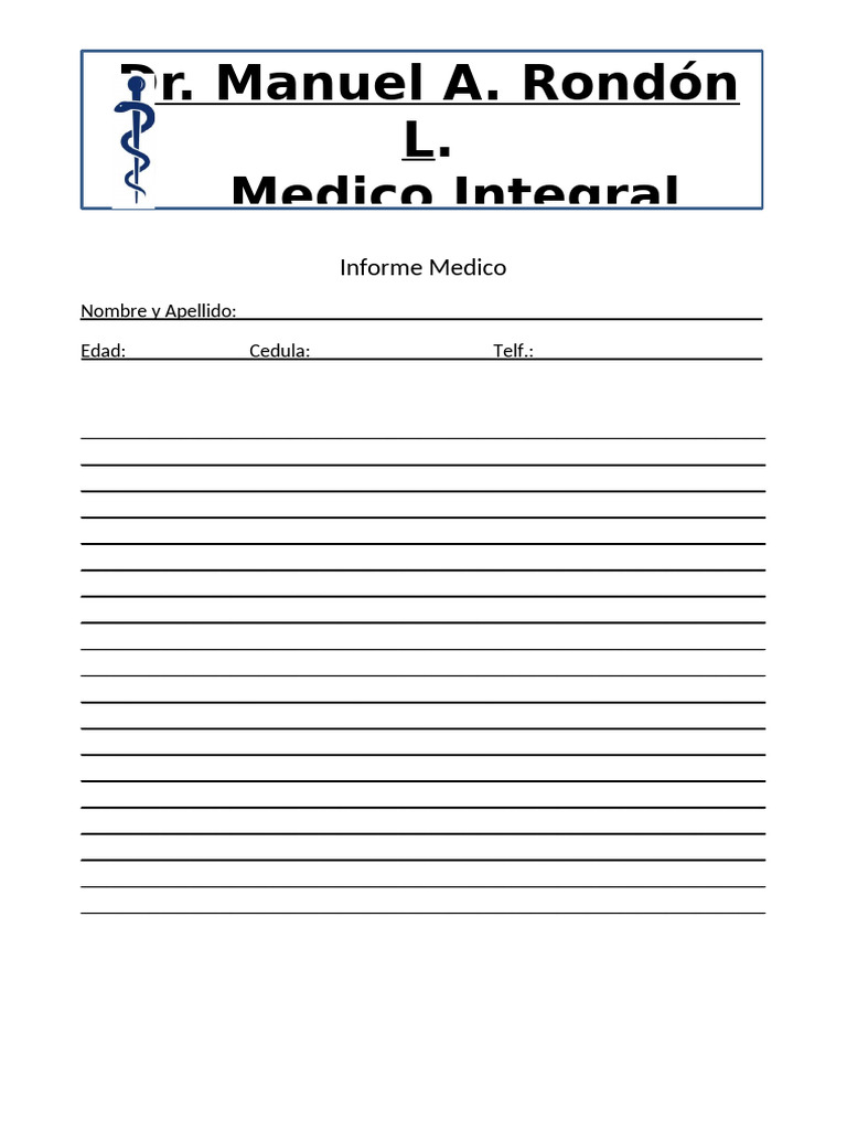 Informe Médico Modelo Perú | PDF | Salud y bienestar | Ciencia y ...
