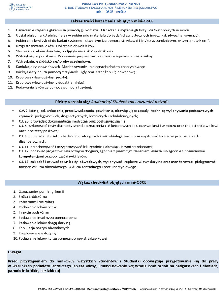 Mini - OSCE 2023-2024 - Część 2 | PDF