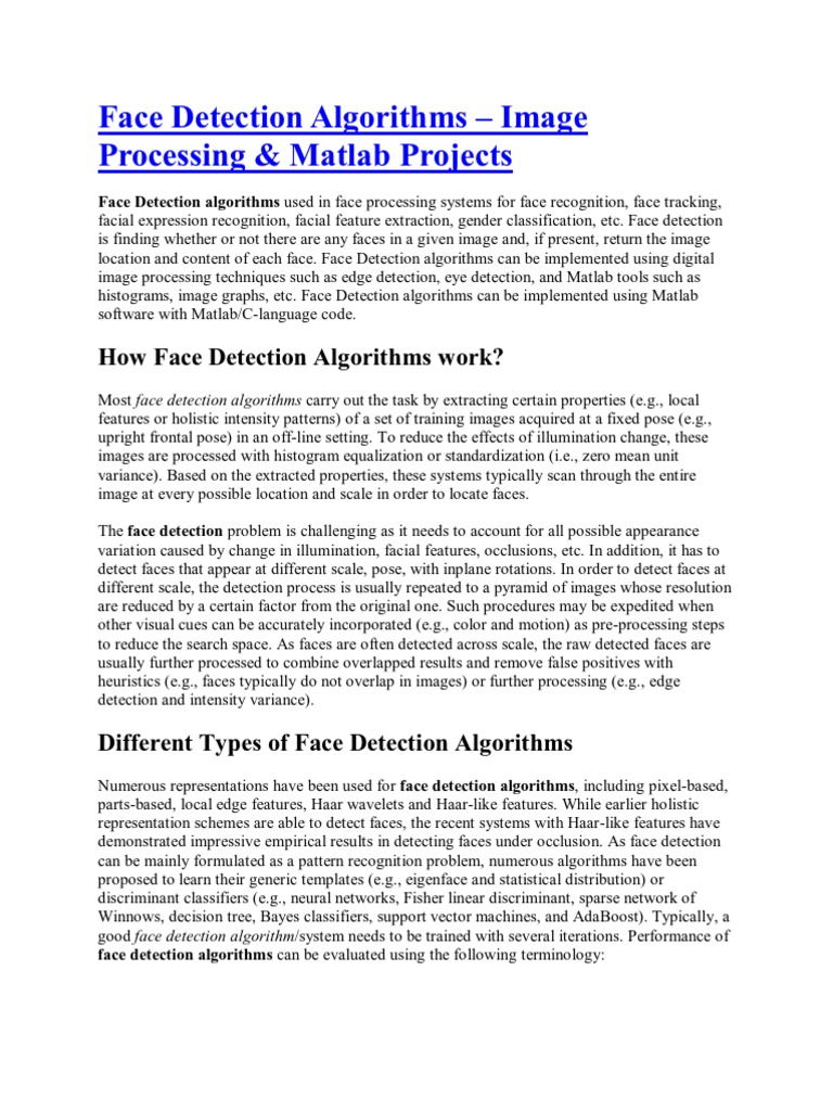 Face Detection Algorithms | PDF | Algorithms | Statistical Classification