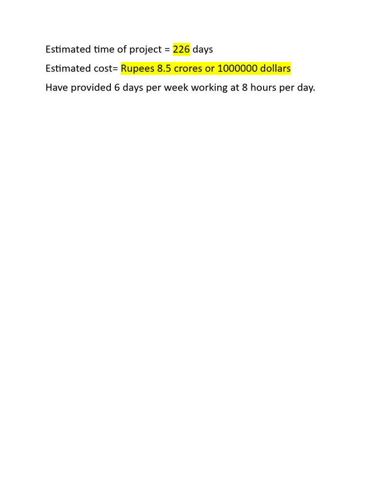 Estimated Time of Project | PDF