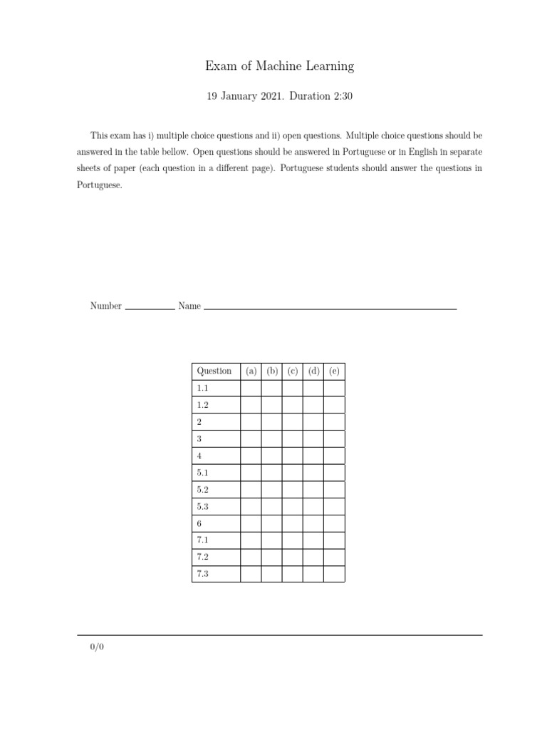 Machine Learning Exam Questions | PDF | Linear Regression | Statistical ...