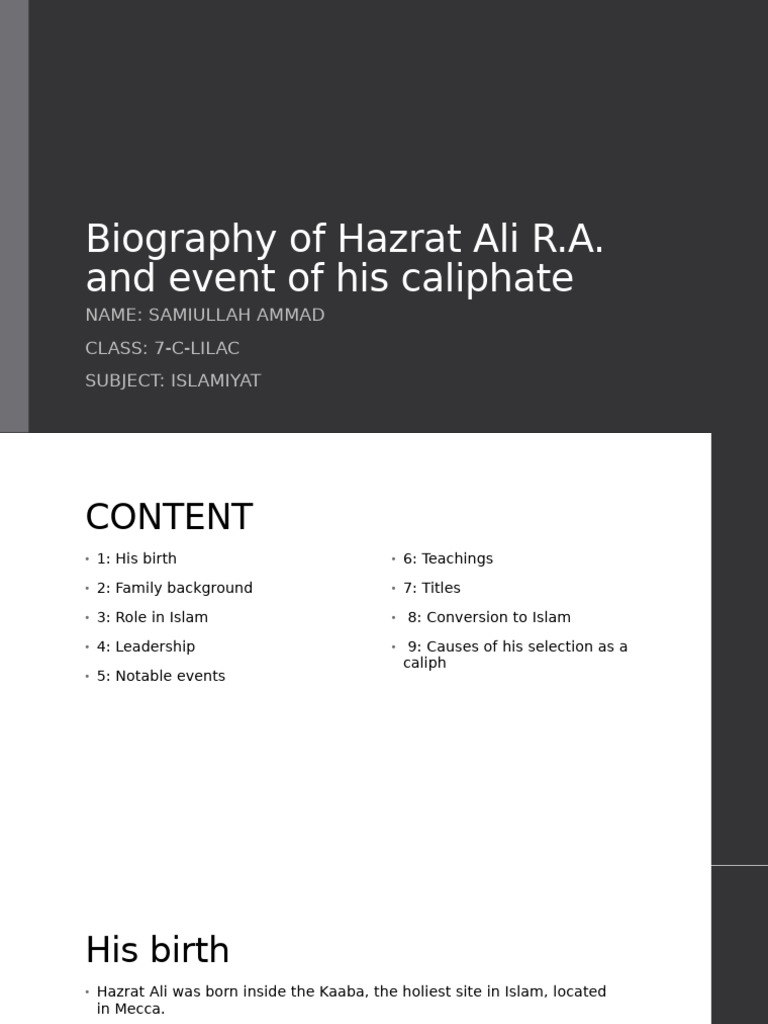Biography of Hazrat Ali R.A. | PDF | Ali | Muhammad