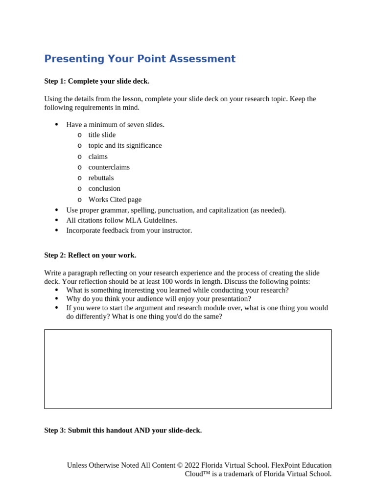Presenting Your Point Assess Rubric | PDF | Writing | Human Communication