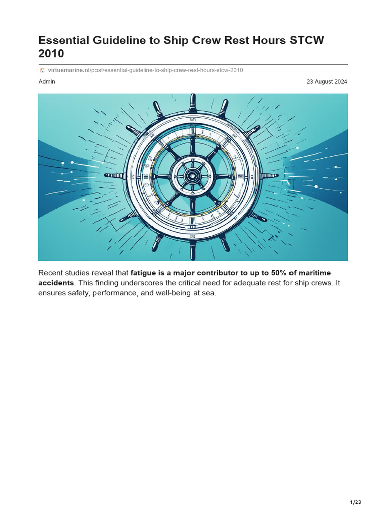 Virtuemarine - Nl-Essential Guideline To Ship Crew Rest Hours STCW 2010 ...