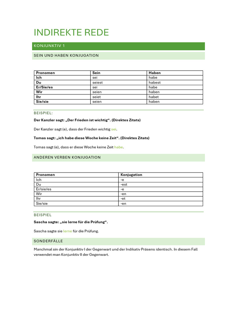 Indirekte Rede | PDF