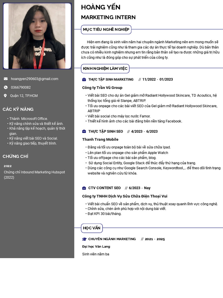 Hoang Yen CV | PDF