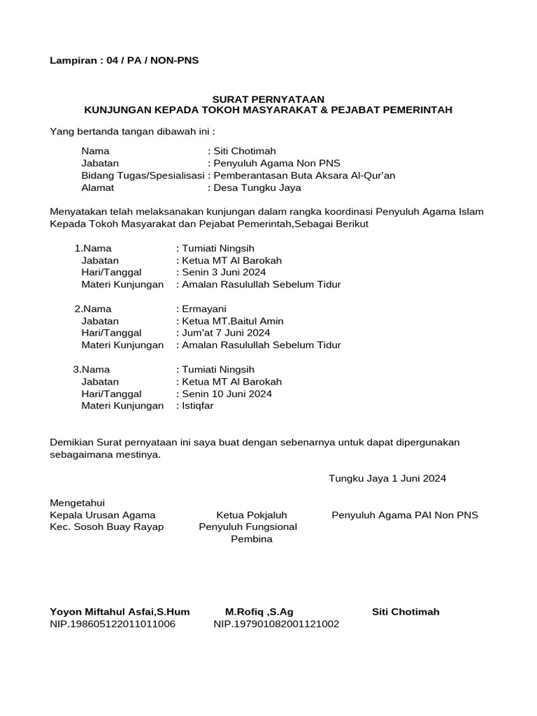 Penyataan Kunjungan | PDF