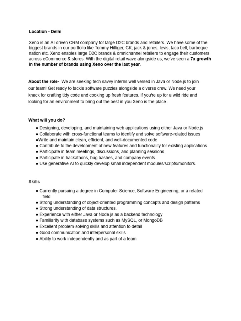 SDE Internship - Xeno | PDF | Computing | Information Technology