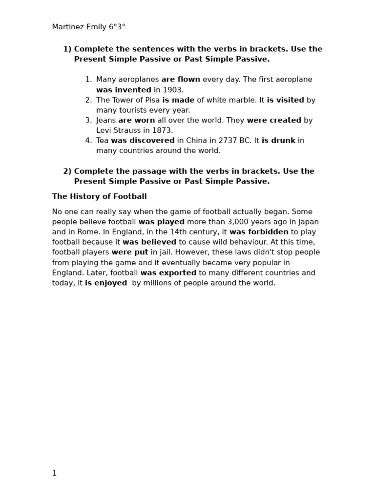 Passive Voice ENGLISH | PDF | Social Science | Travel