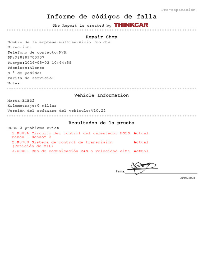 EOBD2 - Pre-Reparación - Informe de Códigos de Falla - 20240503104459-1 ...