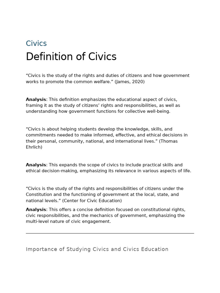 Civics & Citizenship and Their Types | PDF | Civics | Citizenship