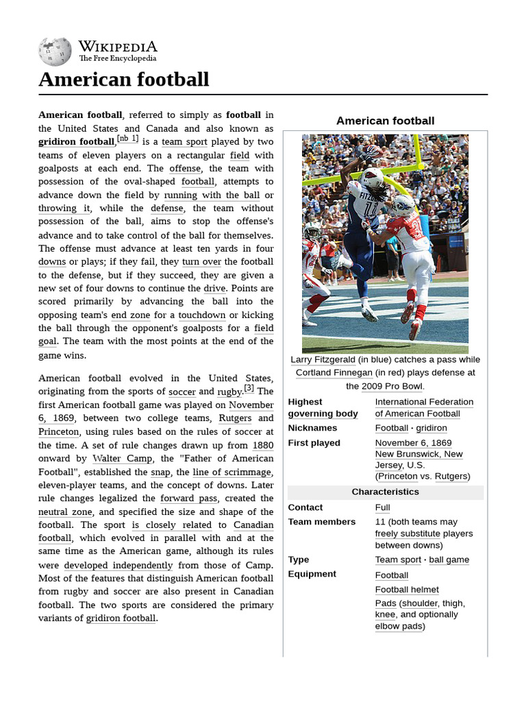 American Football: History and Overview | PDF | American Football ...