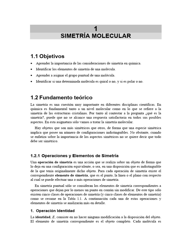P1 - Simetria Molecular | PDF | Chiralidad (Química) | Simetría