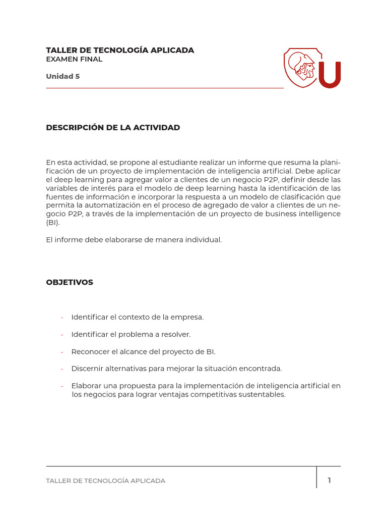EF - Taller de TecnologÃ A Aplicada - U5 | PDF | Grupo de enfoque | Mercado (economía)