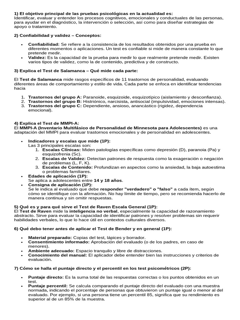 Repaso Evalu | PDF | Validez (Estadísticas) | Las emociones