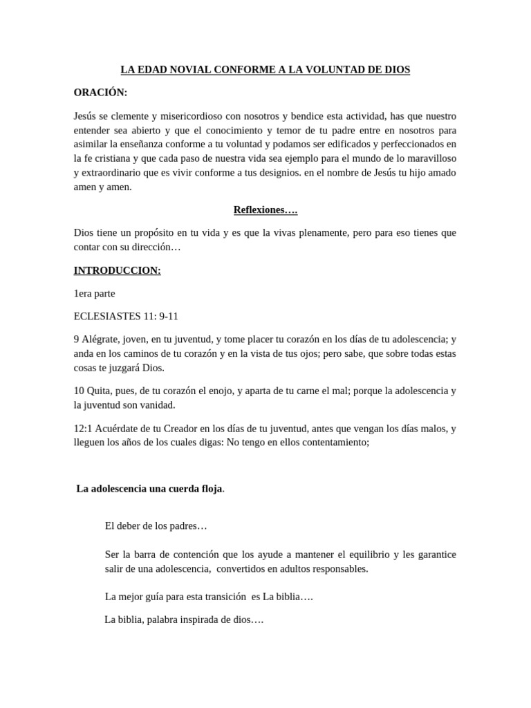 La Edad Novial Conforme A La Voluntad de Dios | PDF | Fruto Del ...