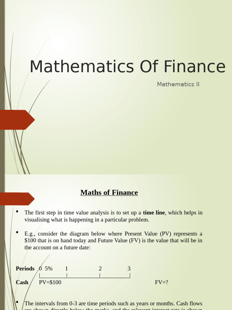 Mathematics of Finance | PDF | Interest | Present Value