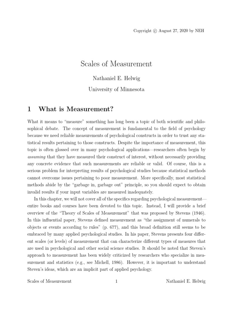 Scales Measurement | PDF | Level Of Measurement | Validity (Statistics)