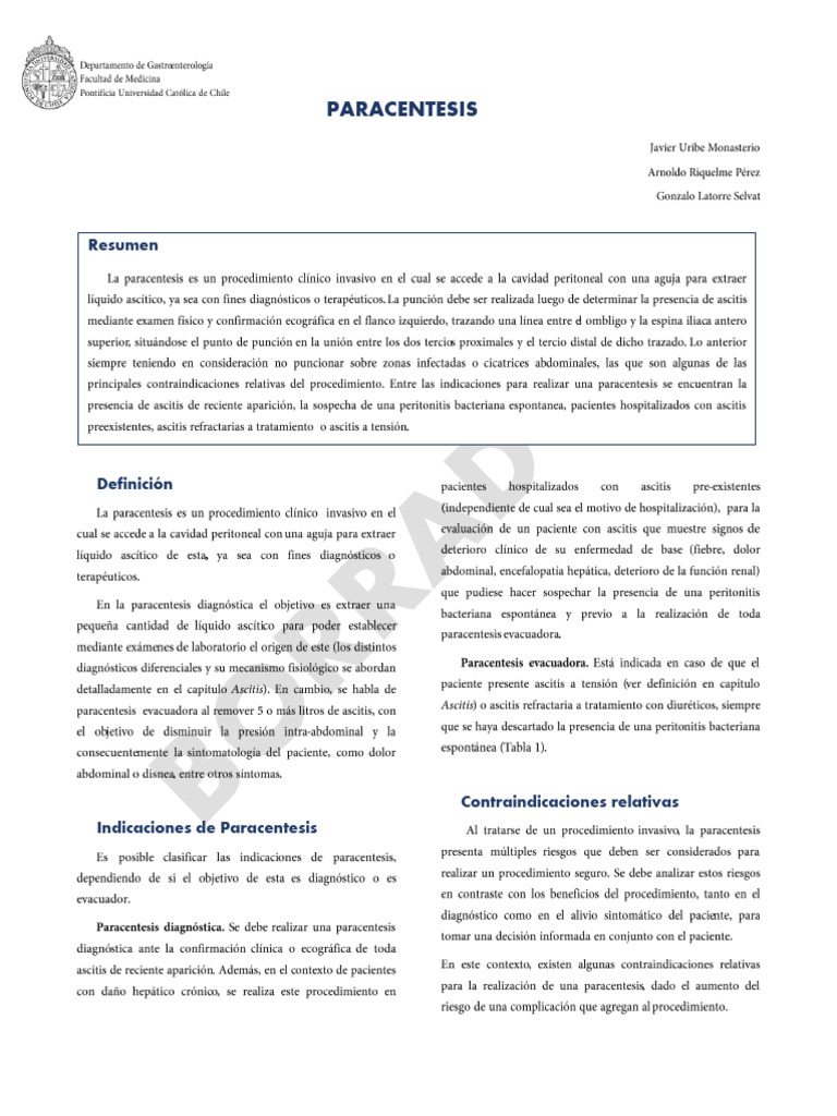 Paracentesis 1 | PDF
