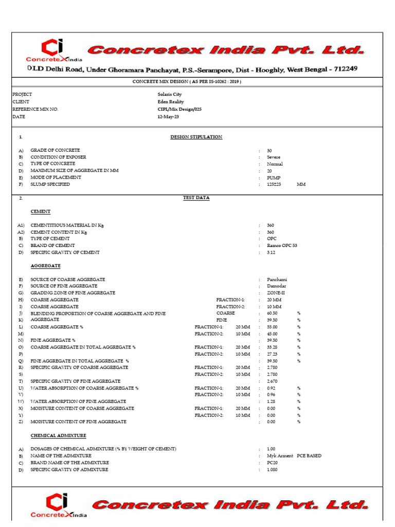 25.eden Reality M30 Mix Design | PDF | Concrete | Construction Aggregate