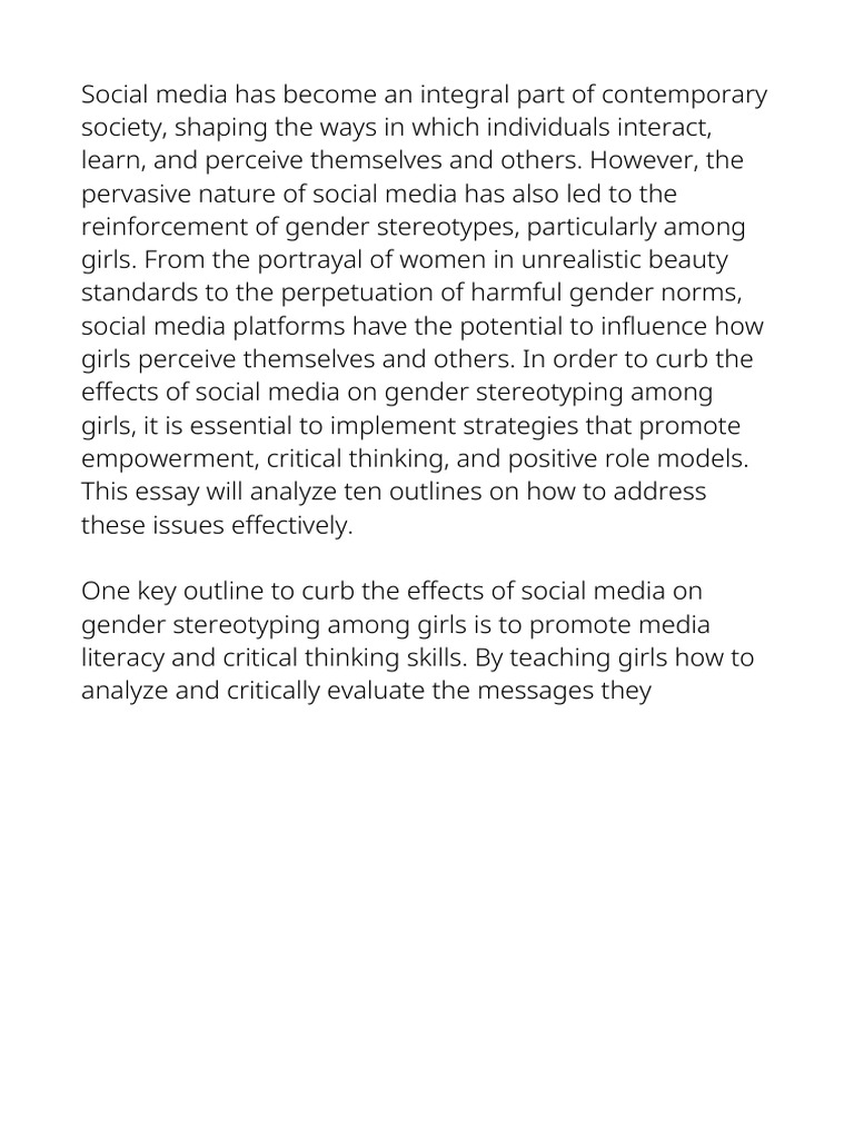 Curbing Gender Stereotypes in Girls Online | PDF | Social Media ...