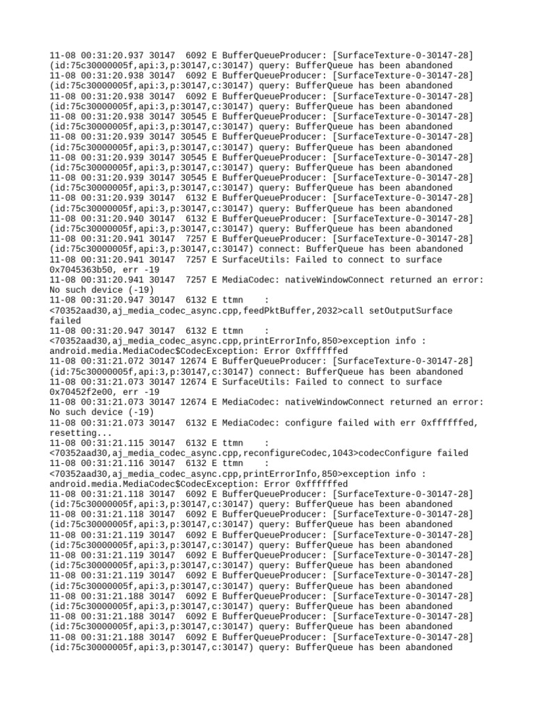 BufferQueue Abandonment Errors | PDF | Input/Output | Computing