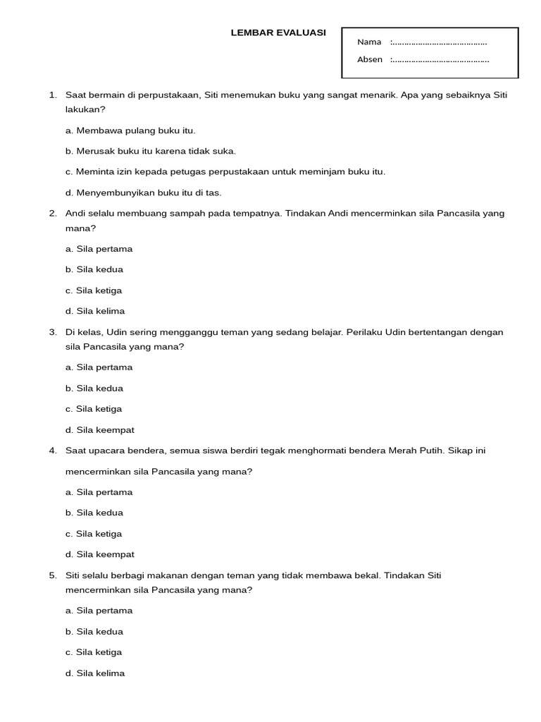Lembar Evaluasi | PDF