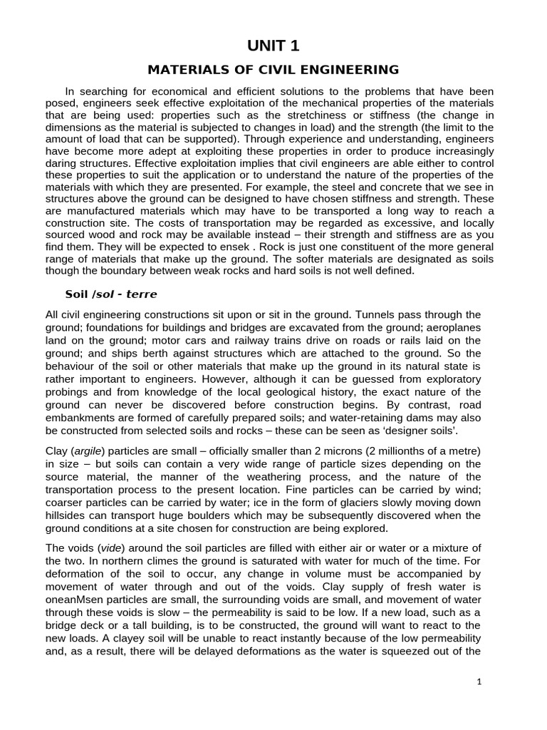 UNIT Material of Civil Engy | PDF | Concrete | Steel