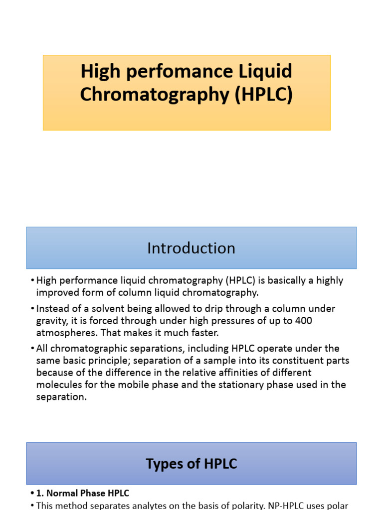 High Perfomance Liquid Chromatography (HPLC) | PDF | High Performance ...