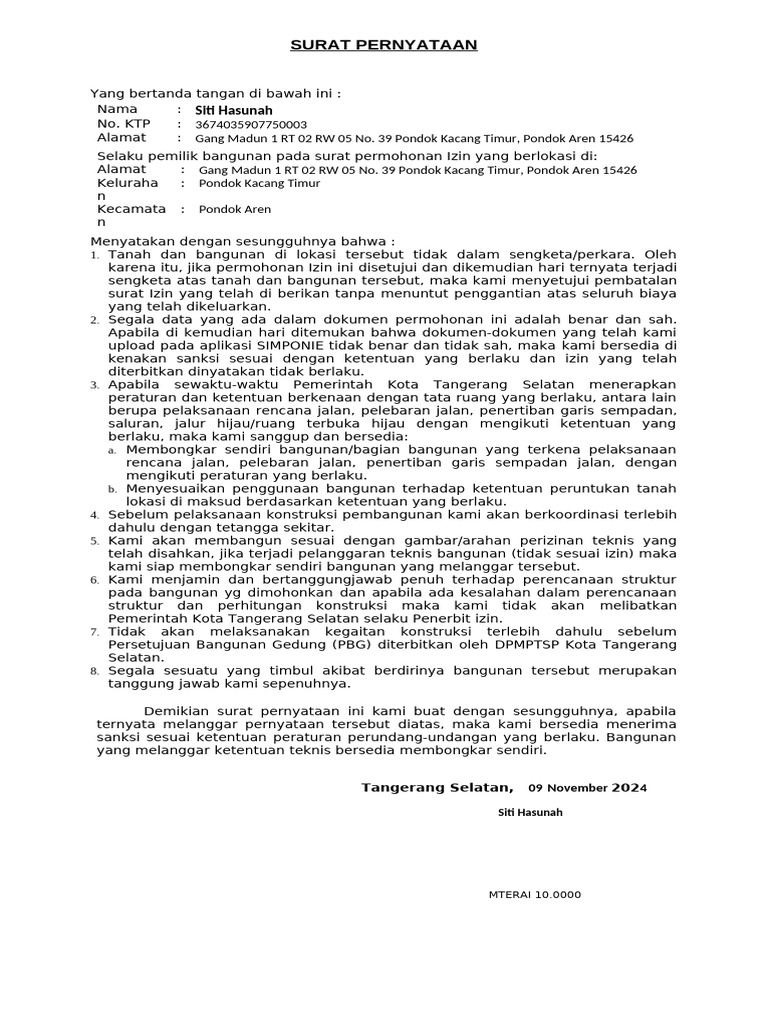 Contoh Permohonan KRK-2 | PDF