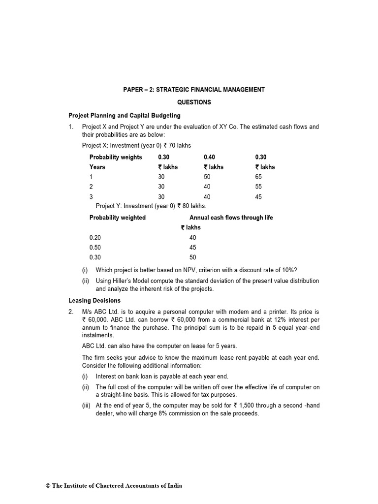 Strategic Financial Management Exam Guide | PDF | Bonds (Finance ...