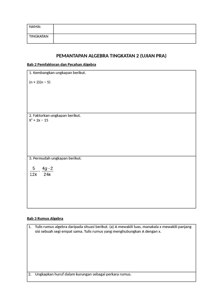 Soalan Algebra | PDF