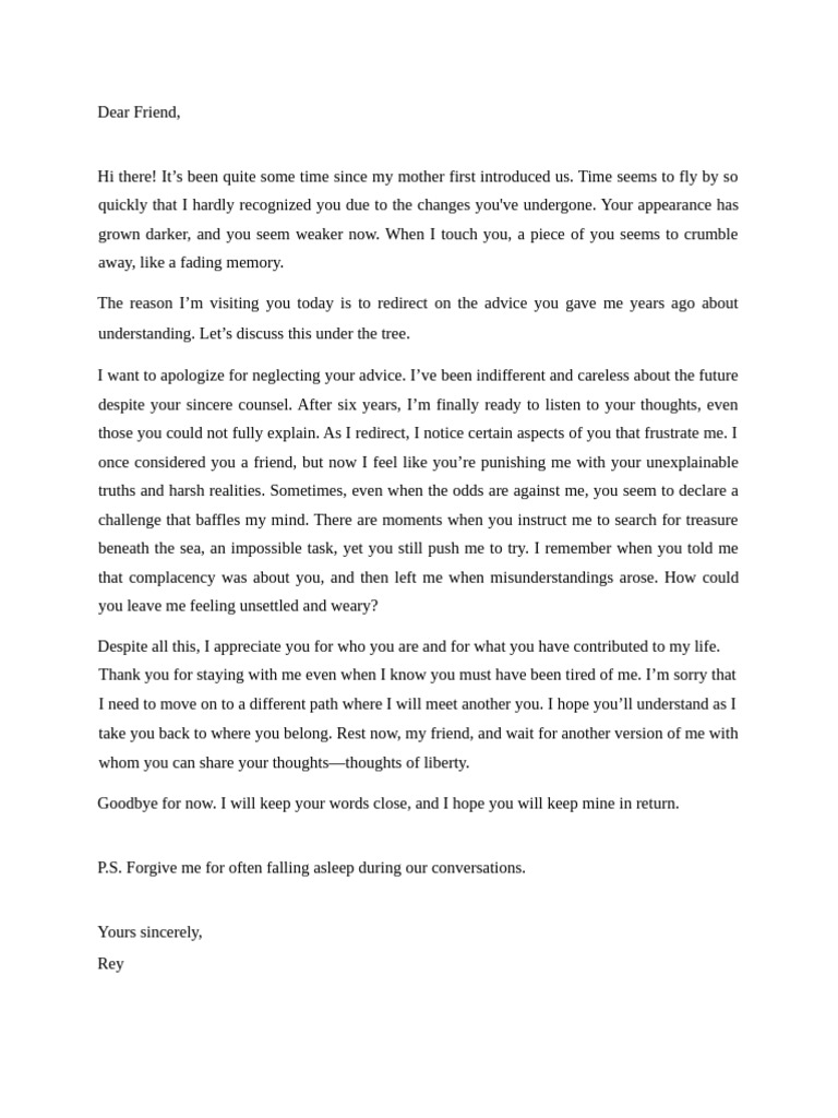 A Letter To An Old Friend New Version | PDF