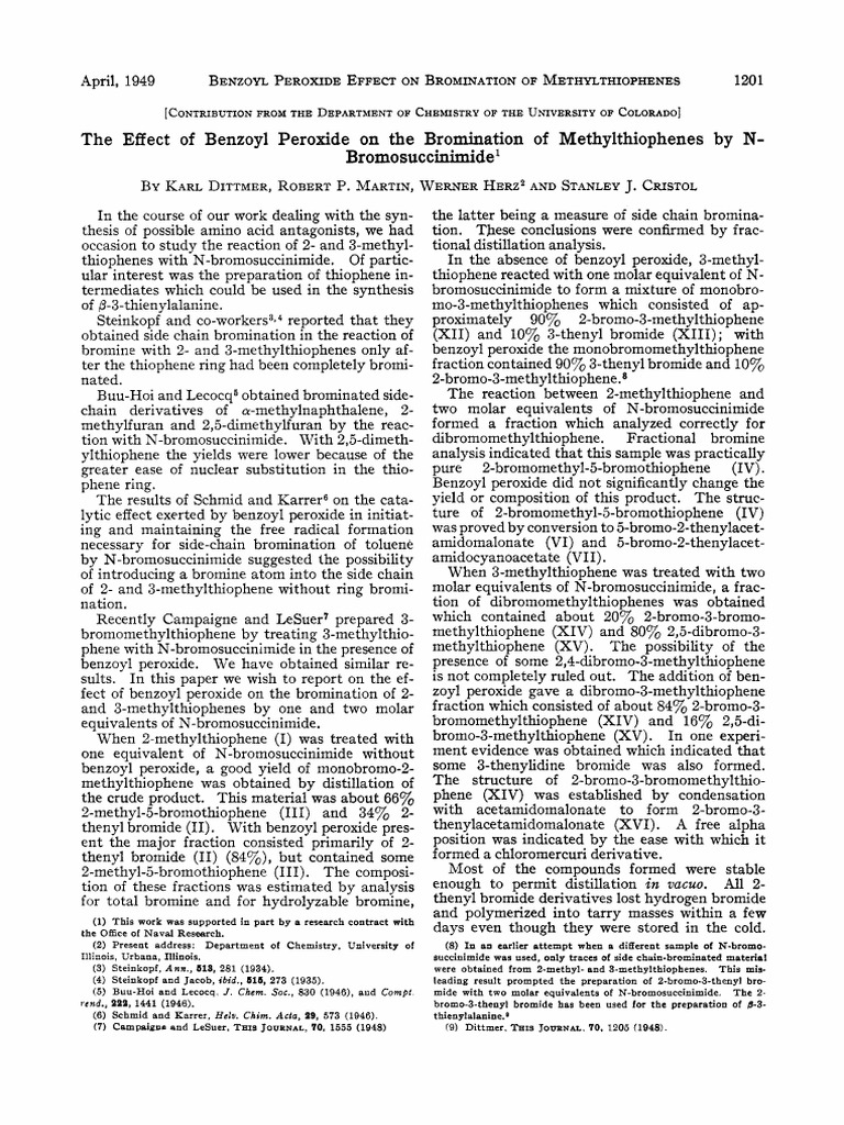 1949 - The Effect of Benzoyl Peroxide On The Bromination of ...