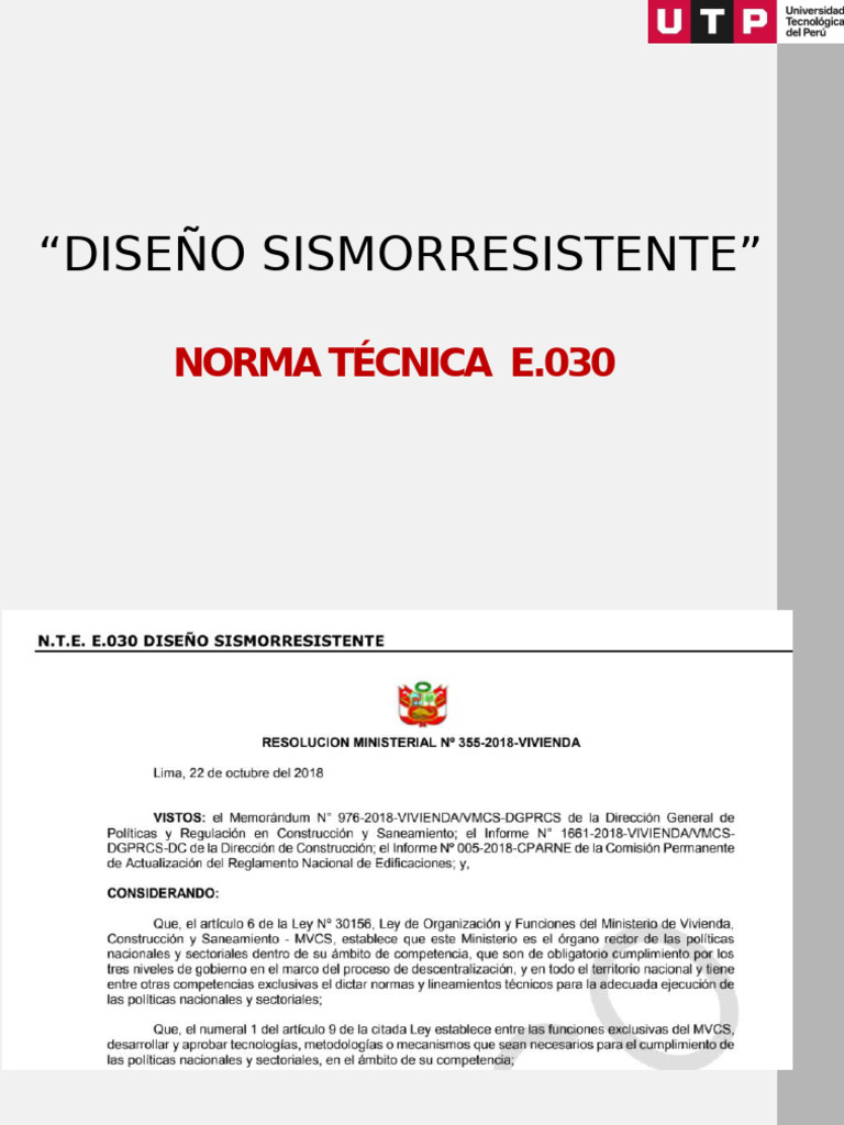 "Diseño Sismorresistente": Norma Técnica E.030 | PDF