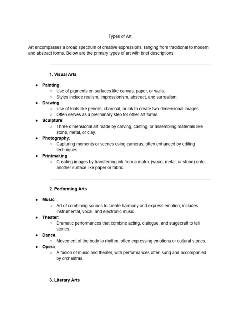 Types of Art | PDF | The Arts | Paintings