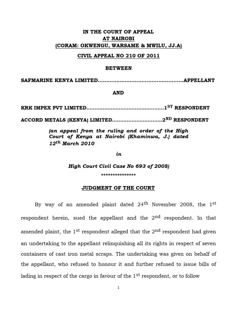 Civil Appeal No 210 of 2011 | PDF | Lawsuit | Judgment (Law)